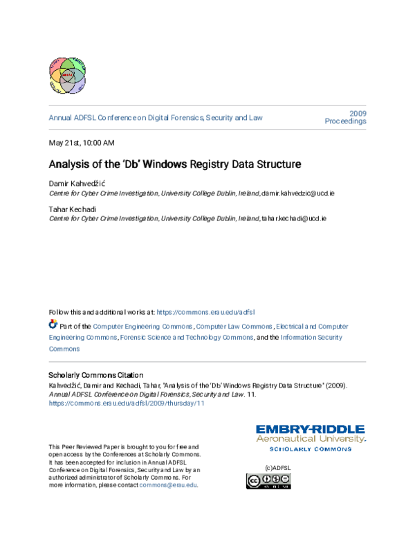 (PDF) Analysis of the ‘Db’ Windows Registry Data Structure