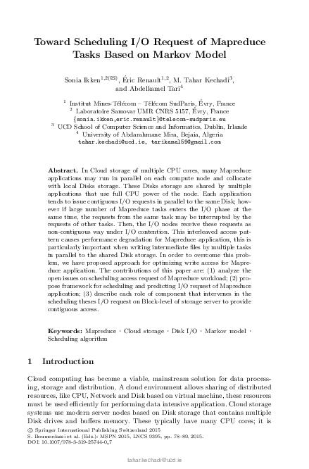 (PDF) I/O Request Scheduling for Mapreduce with Markov