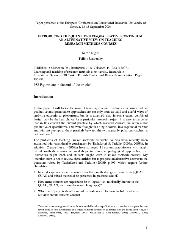 (PDF) Introducing the Quantitative-Qualitative Continuum: An ...