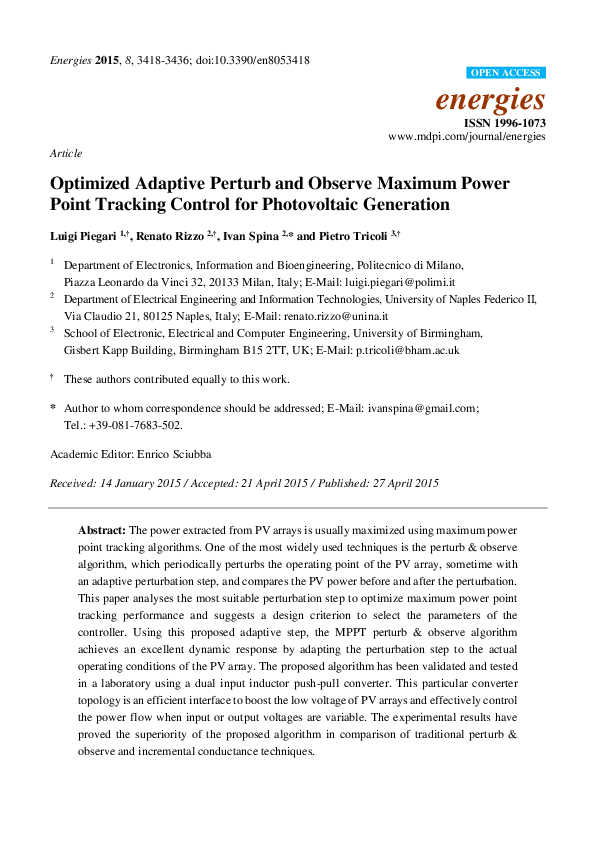 (PDF) Optimized Adaptive Perturb and Observe Maximum Power Point ...
