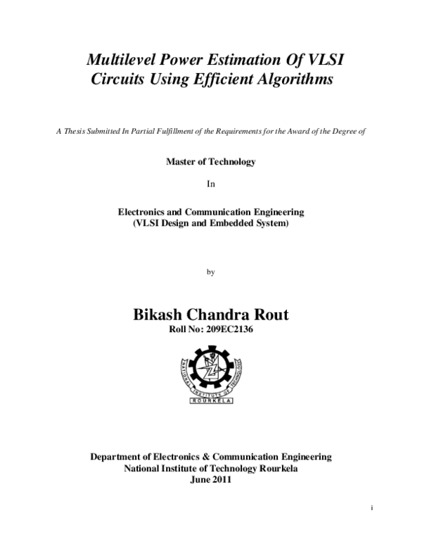 (PDF) Multilevel Power Estimation Of VLSI Circuits Using Efficient Algorithms