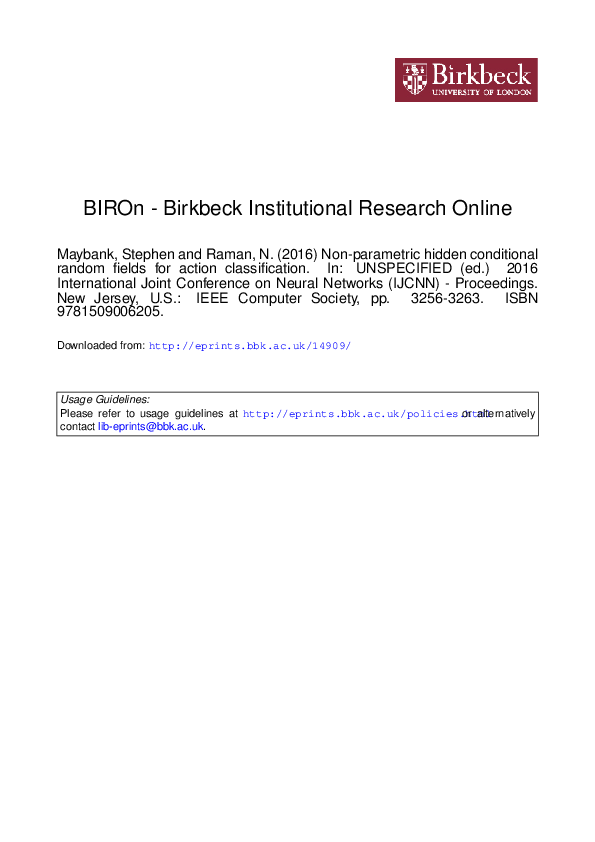 (PDF) Non-parametric Hidden Conditional Random Fields for action classification