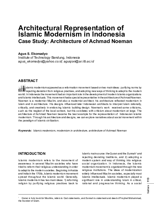 (PDF) Architectural Representation of Islamic Modernism in Indonesia ...