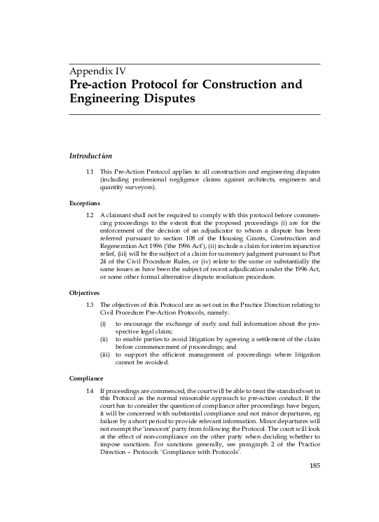 (PDF) Appendix IV: Pre‐Action Protocol for Construction and Engineering ...