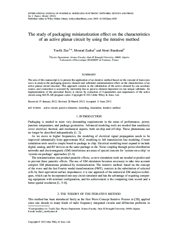 (PDF) The study of packaging miniaturization effect on the characteristics of an active planar ...