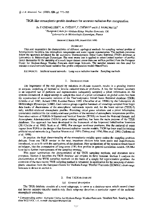(PDF) TIGR-like atmospheric-profile databases for accurate radiative ...
