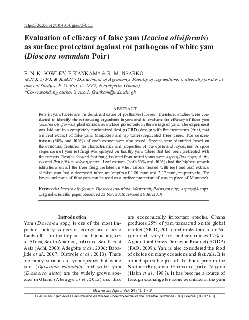 (PDF) Evaluation of efficacy of false yam (Icacina oliviformis) as ...