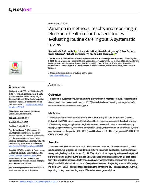 (PDF) Variation in methods, results and reporting in electronic health ...