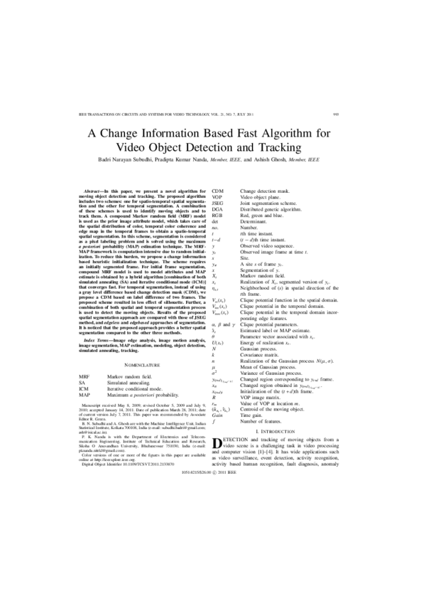 (PDF) A Change Information Based Fast Algorithm for Video Object ...