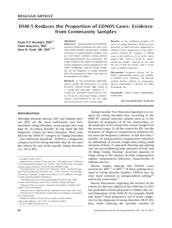 (PDF) DSM-5 reduces the proportion of ednos cases: Evidence from ...