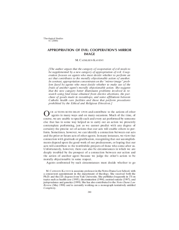 (PDF) Appropriation of Evil: Cooperation's Mirror Image