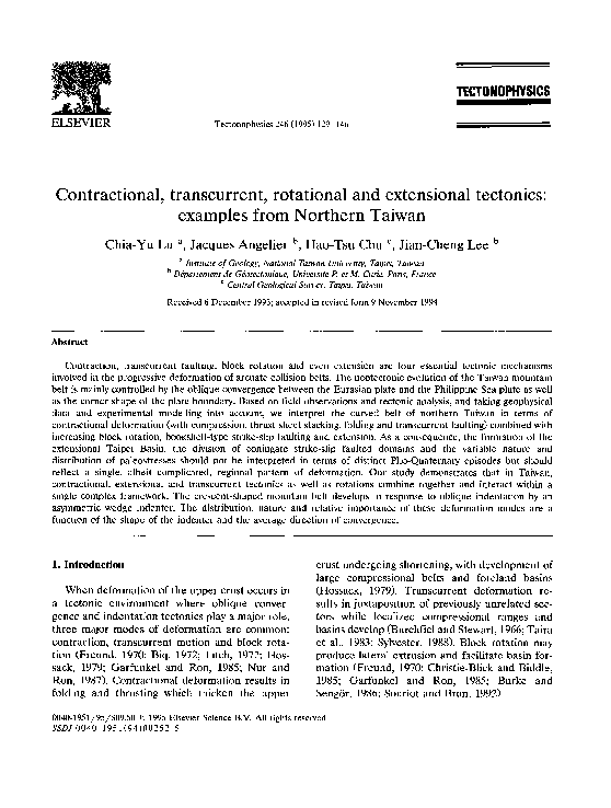 (PDF) Contractional, transcurrent, rotational and extensional tectonics ...