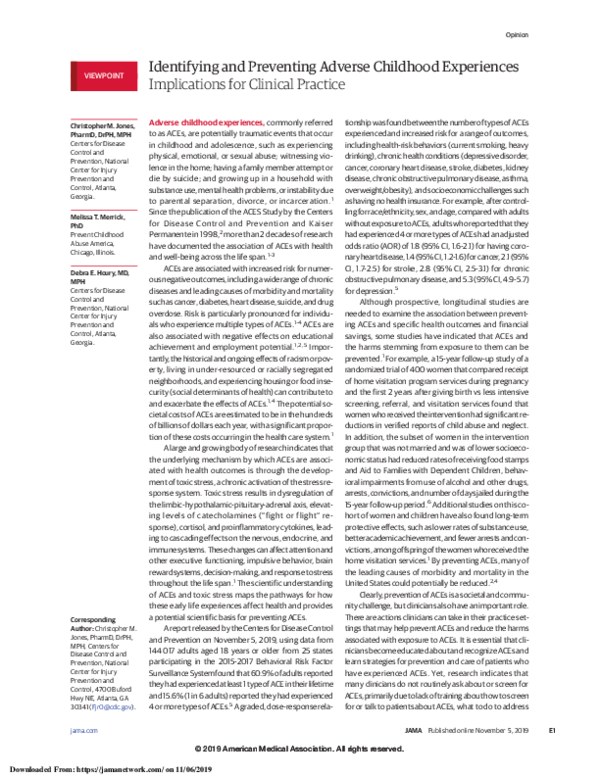 (PDF) Identifying and Preventing Adverse Childhood Experiences