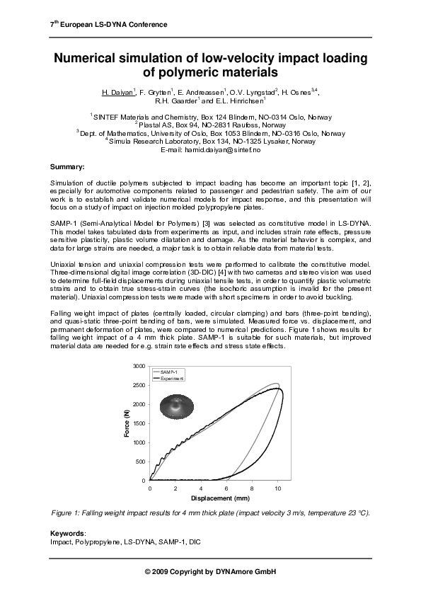 (PDF) Numerical simulation of low-velocity impact loading of a ductile ...