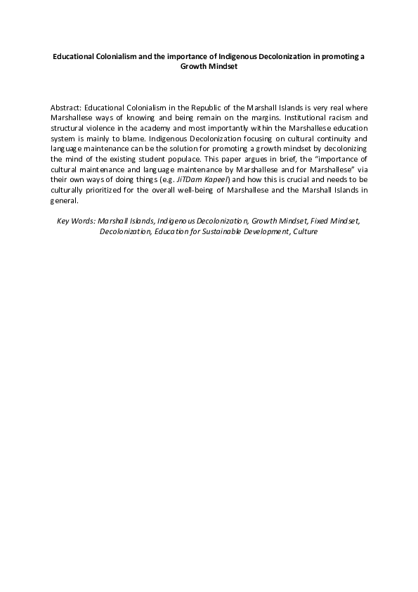 (PDF) Educational colonialism and the importance of indigenous ...