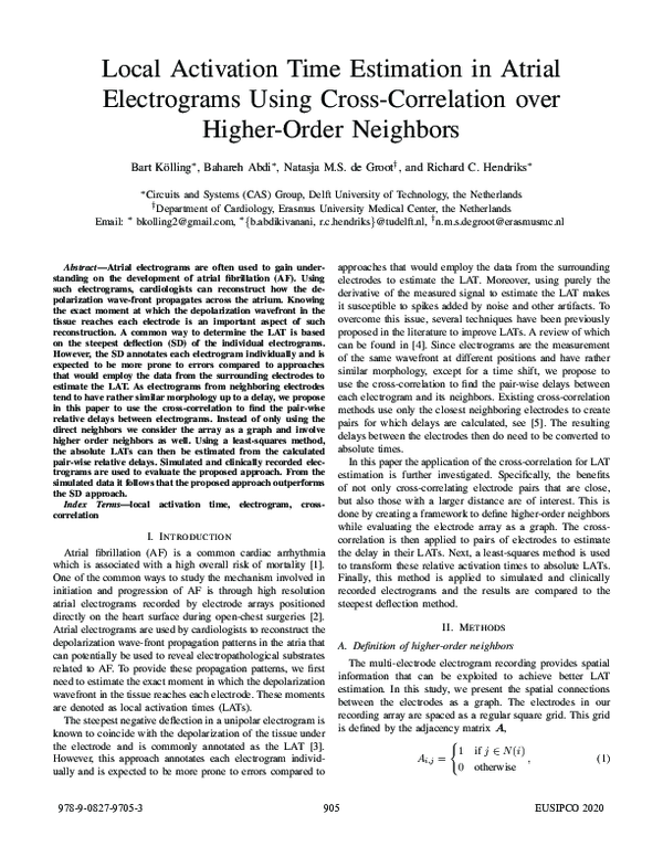 (PDF) Local Activation Time Estimation in Atrial Electrograms Using ...