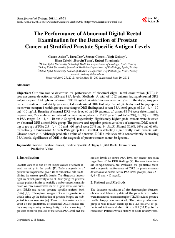 (PDF) The Performance of Abnormal Digital Rectal Examination for the ...