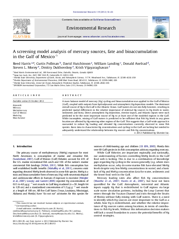 (PDF) A screening model analysis of mercury sources, fate and ...