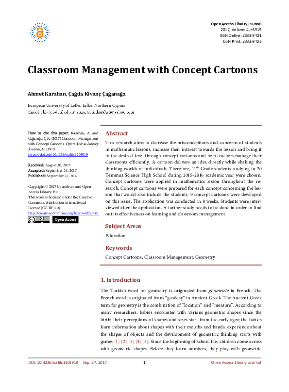 (PDF) Classroom Management with Concept Cartoons