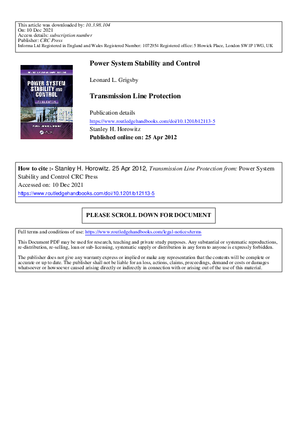 (PDF) Power System Stability and Control