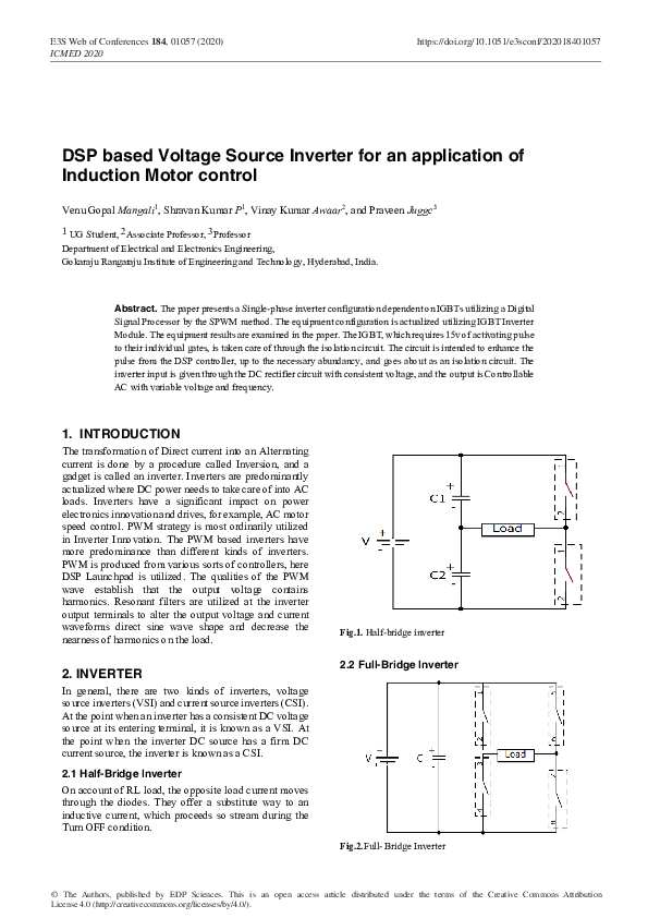 (PDF) DSP based Voltage Source Inverter for an application of Induction Motor control