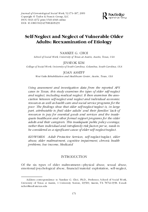 (PDF) Self-Neglect and Neglect of Vulnerable Older Adults ...