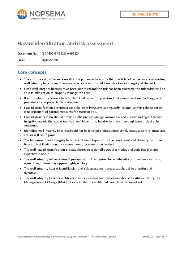 (PDF) Hazard identification and risk assessment
