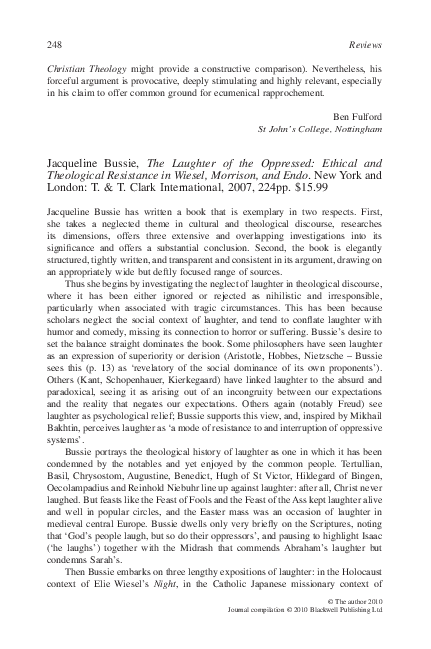 (PDF) The Laughter of the Oppressed: Ethical and Theological Resistance ...