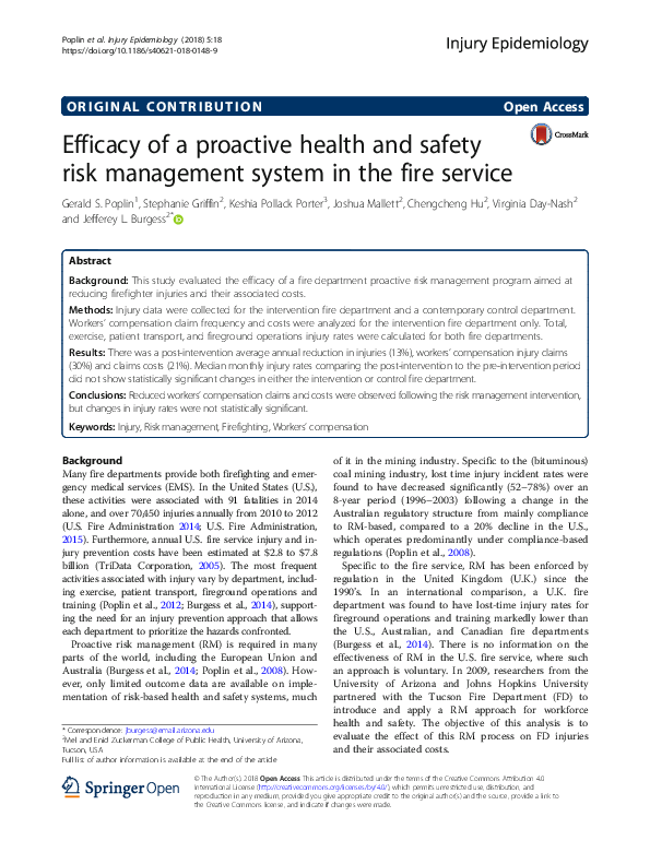 (PDF) Efficacy of a proactive health and safety risk management system ...