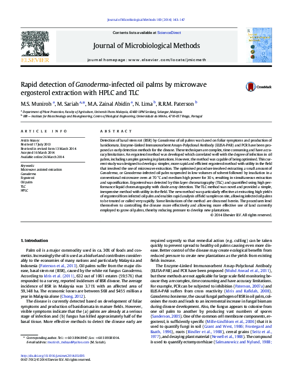 (PDF) Rapid detection of Ganoderma-infected oil palms by microwave ...