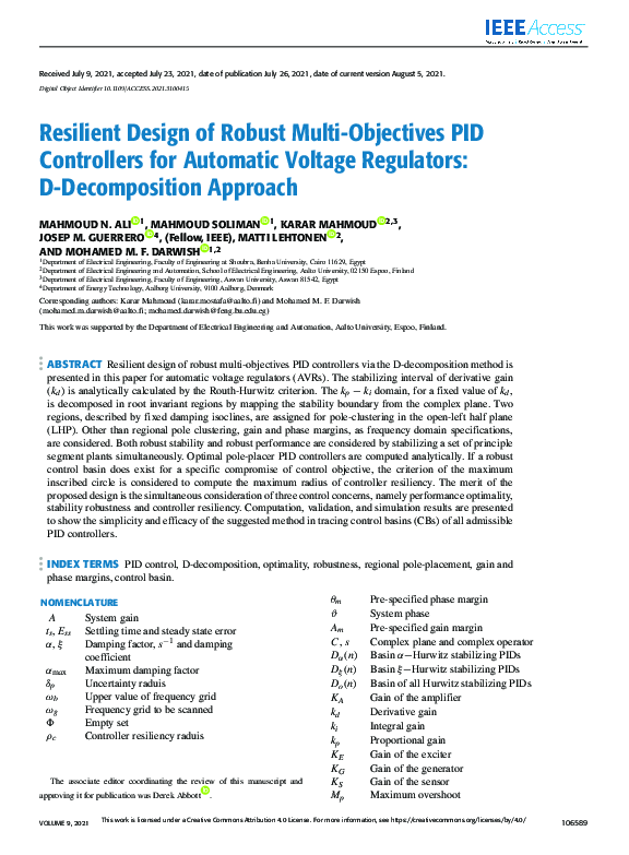 (PDF) Resilient Design of Robust Multi-Objectives PID Controllers for ...
