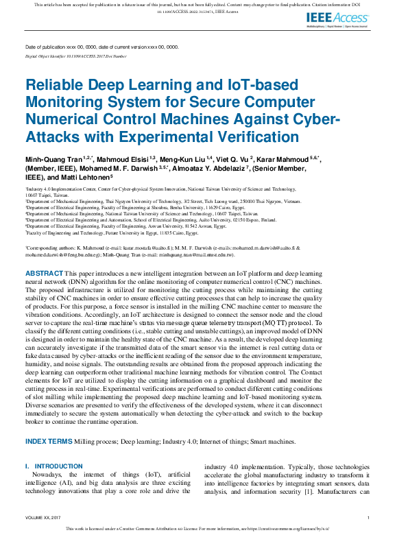 (PDF) Reliable Deep Learning and IoT-based Monitoring System for Secure Computer Numerical ...