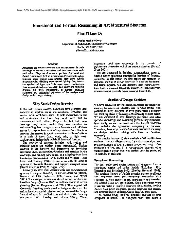 (PDF) Functional and formal reasoning in architectural sketches