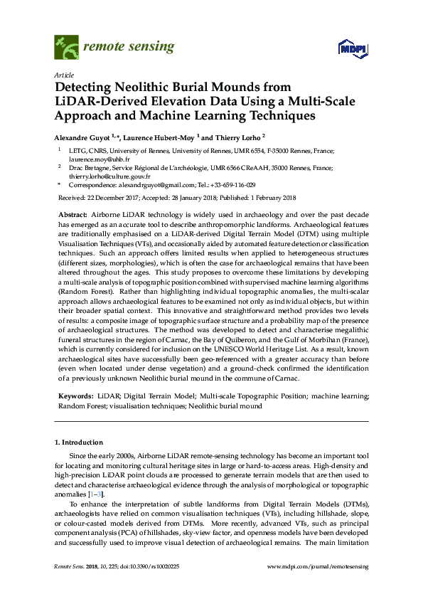 (PDF) Detecting Neolithic Burial Mounds from LiDAR-Derived Elevation Data Using a Multi-Scale ...