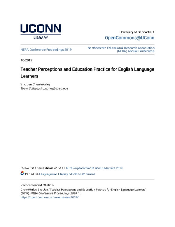 (PDF) Teacher Perceptions and Education Practice for English Language ...
