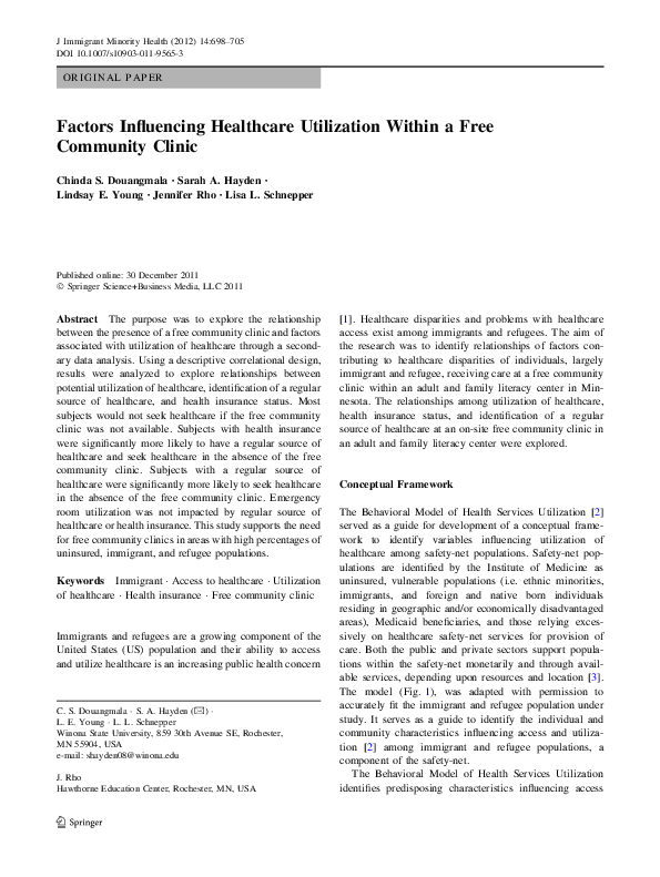 (PDF) Factors Influencing Healthcare Utilization Within a Free ...