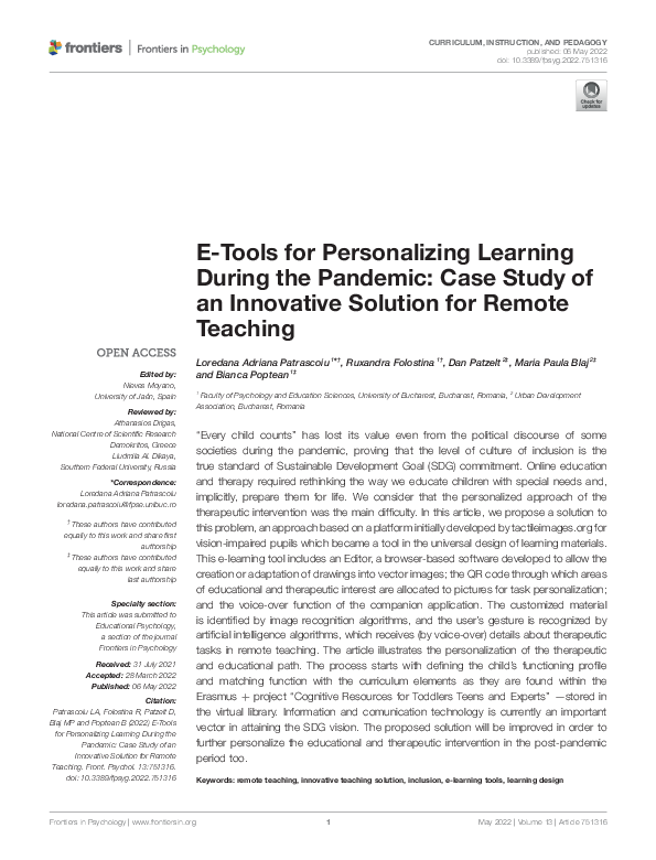 (PDF) E-Tools for Personalizing Learning During the Pandemic: Case ...