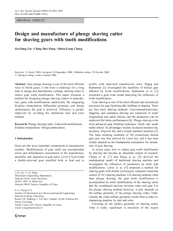 (PDF) Design and manufacture of plunge shaving cutter for shaving gears ...