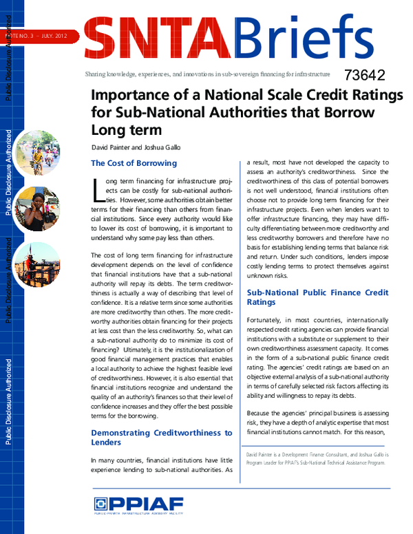 (PDF) Importance of a national scale credit ratings for sub-national ...