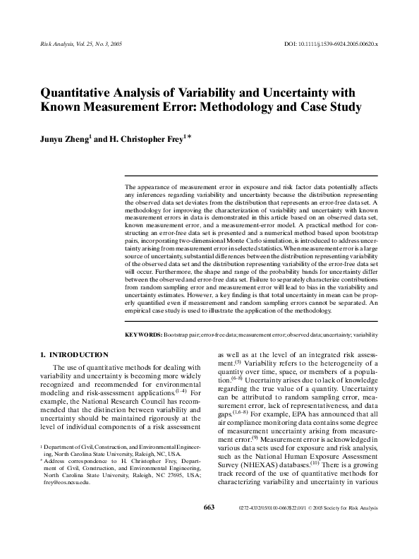 (PDF) Quantitative Analysis of Variability and Uncertainty with Known ...