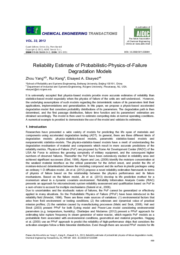 (PDF) Reliability Estimate of Probabilistic-Physics-of-Failure Degradation Models