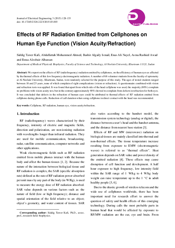 (PDF) Effects of RF Radiation Emitted from Cellphones on Human Eye ...