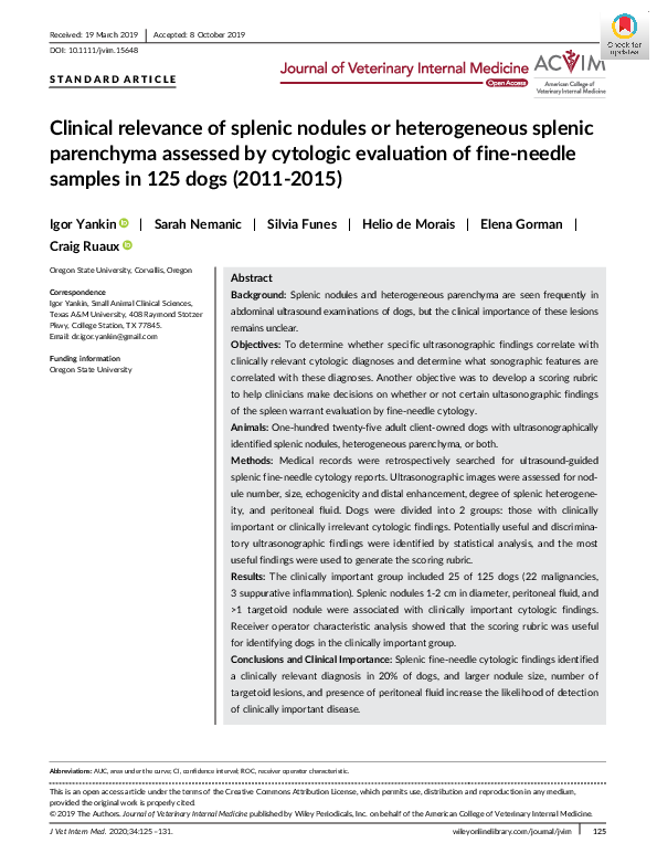 (PDF) Clinical relevance of splenic nodules or heterogeneous splenic ...