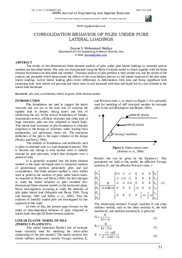 (PDF) Consolidation Behavior of Piles Under Pure Lateral Loadings