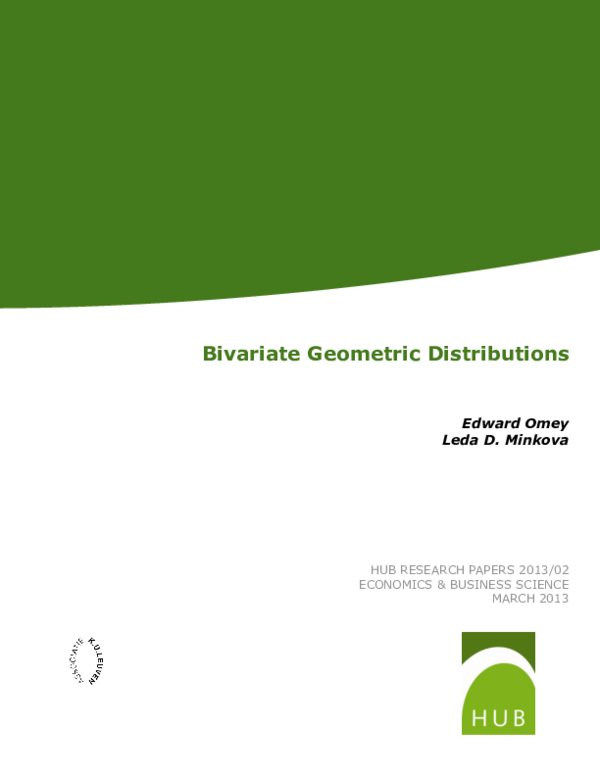 (PDF) Bivariate Geometric Distributions Bivariate Geometric Distributions