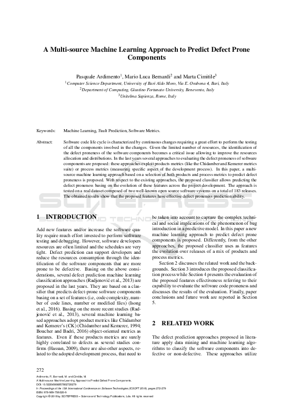 (PDF) A Multi-source Machine Learning Approach to Predict Defect Prone ...