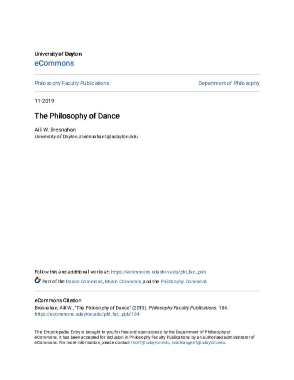 (PDF) The Philosophy of Dance