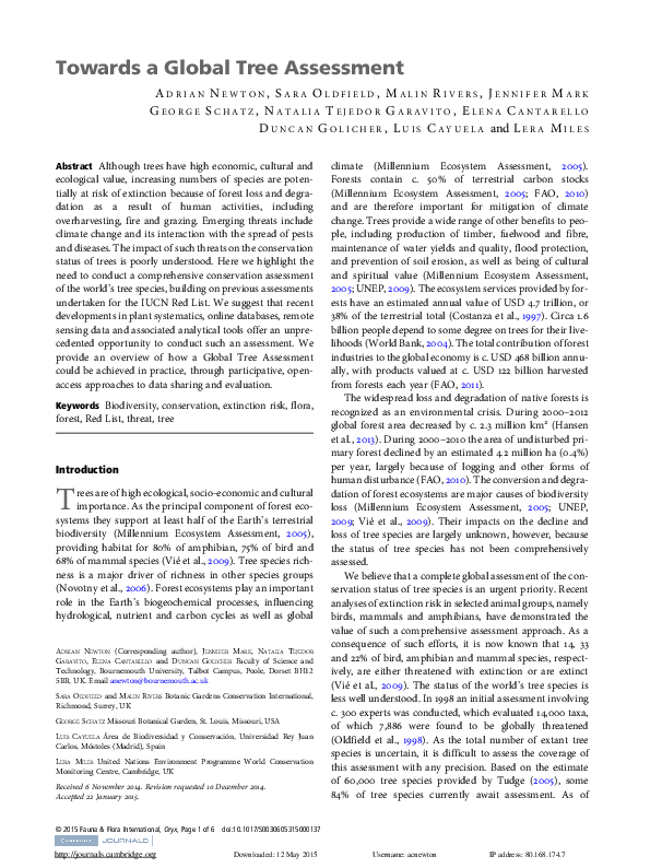(PDF) Towards a Global Tree Assessment | Natalia Tejedor-Garavito ...