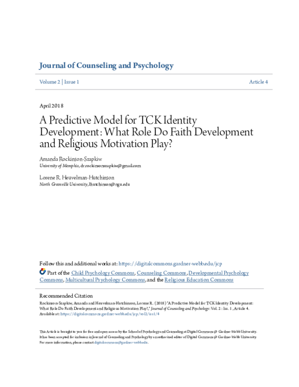 (PDF) A Predictive Model for TCK Identity Development: What Role Do ...