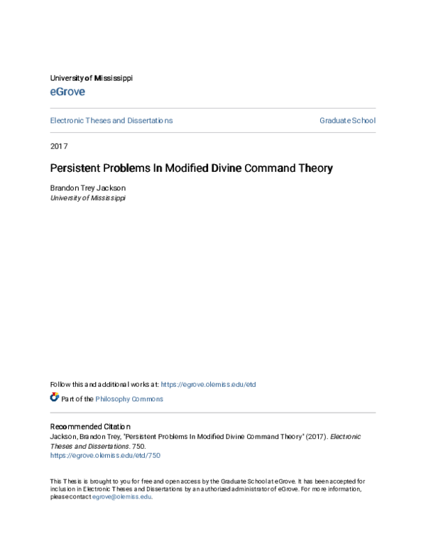 (PDF) Persistent Problems In Modified Divine Command Theory